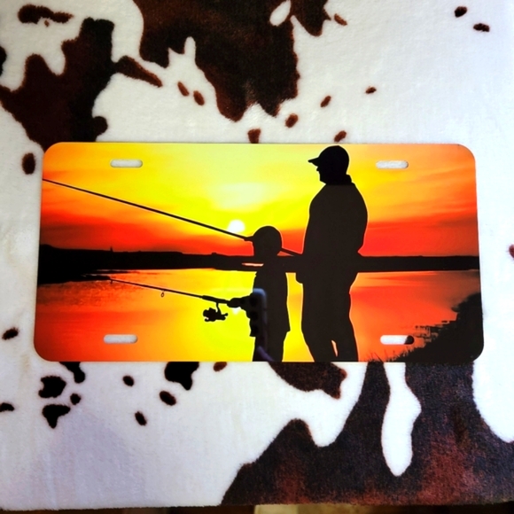 Country Grace With Alisha | Wall Decor | Fishing Sunset Custom Car Tag ...